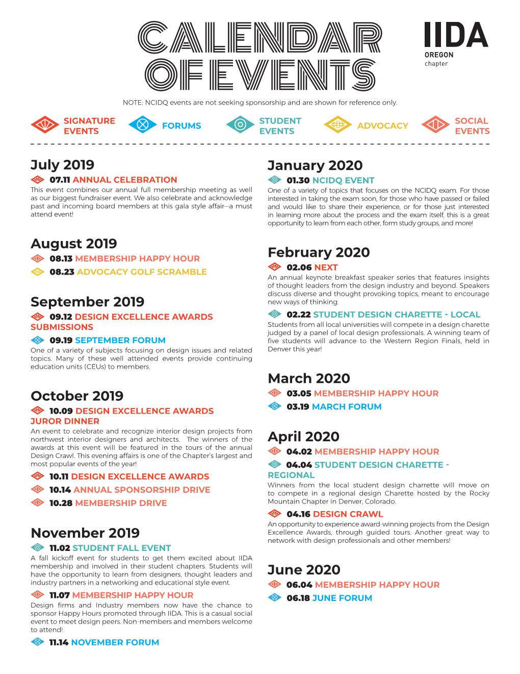 Calendar of Events | IIDA Oregon Chapter